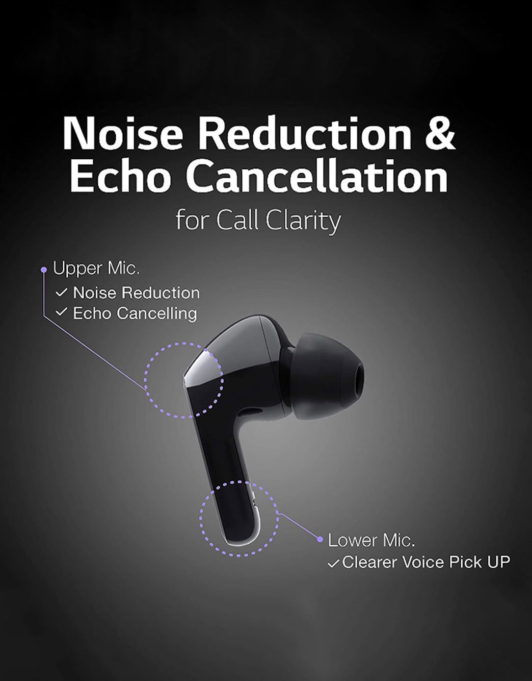 LG Tone Free FN4 True Wireless Black Earbuds | LG UAE