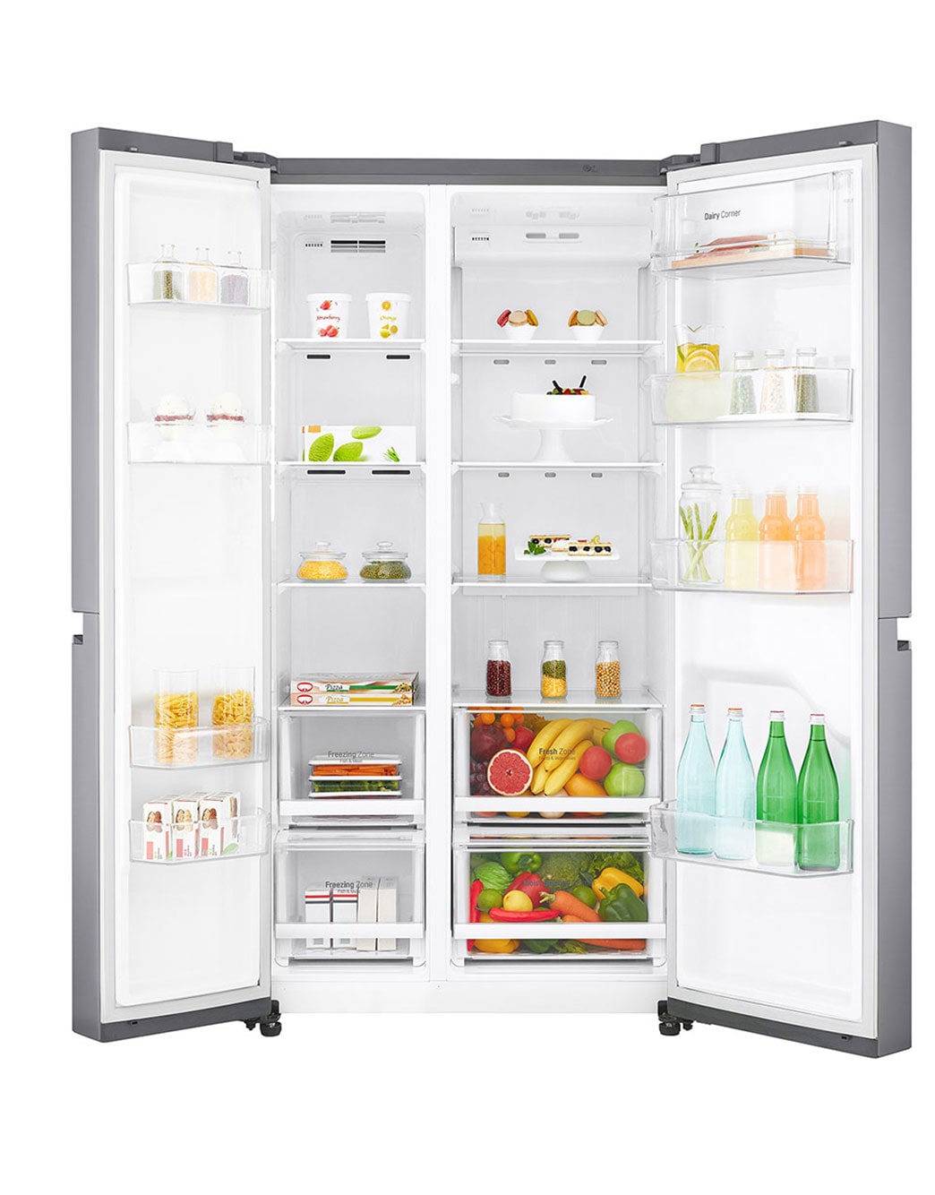 LG Side by Side Refrigerator, Platinum Silver, Inverter Linear ...