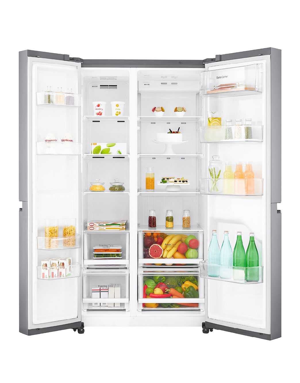 LG Side by Side Refrigerator, Platinum Silver, Inverter Linear ...