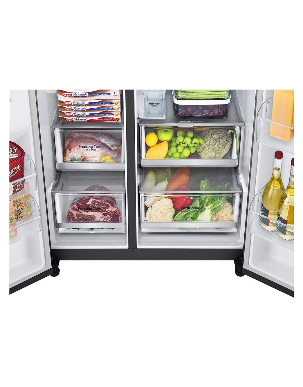 LG InstaView™ Double Door Fridge, 617L, Black | LG UAE