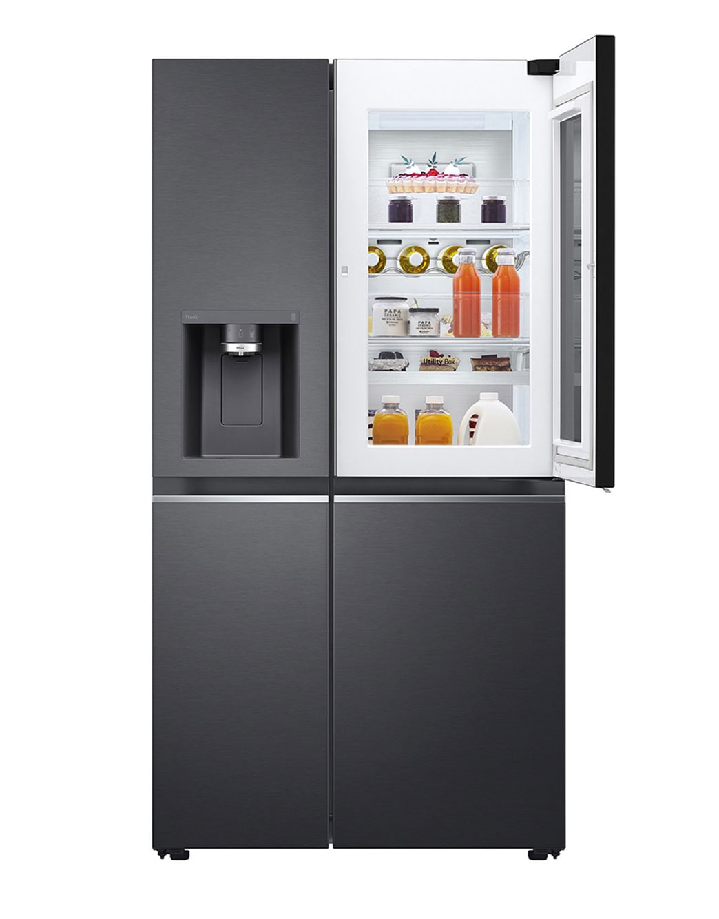 LG InstaView™ Double Door Fridge, 617L, Black | LG UAE