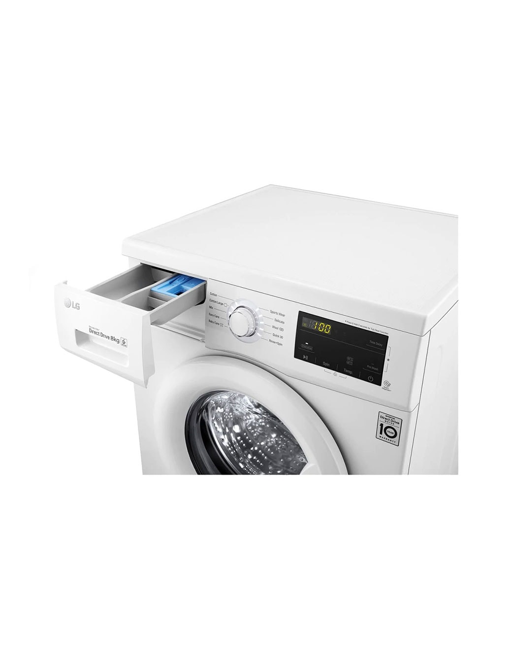 LG 8kg Front Load Washing Machine, White | LG UAE