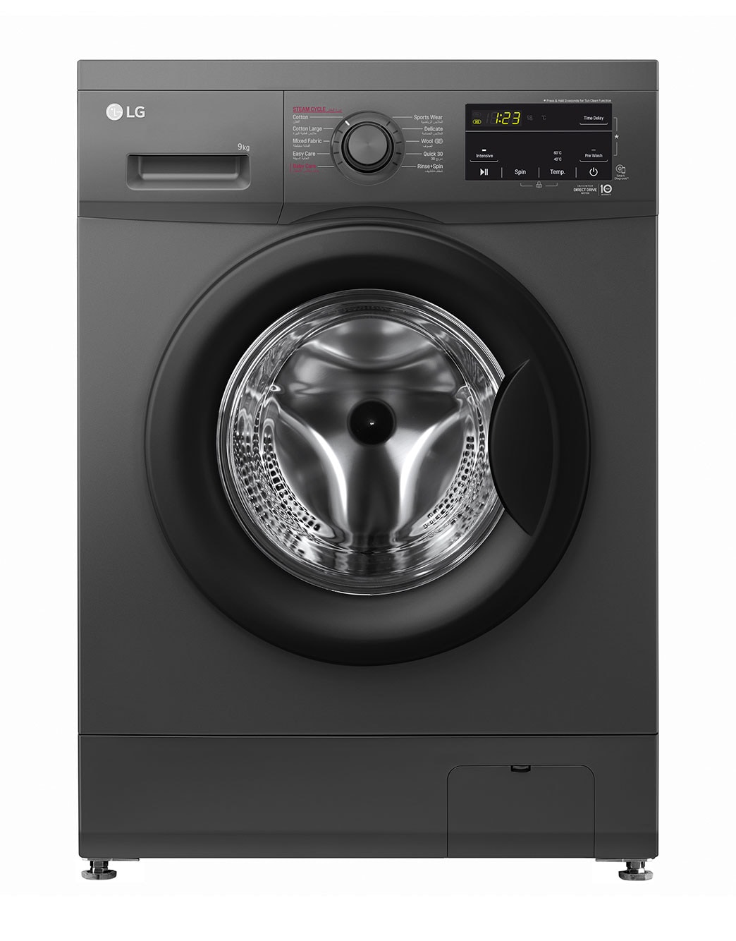 LG 9kg Front Load Washing Machine, Black | LG UAE