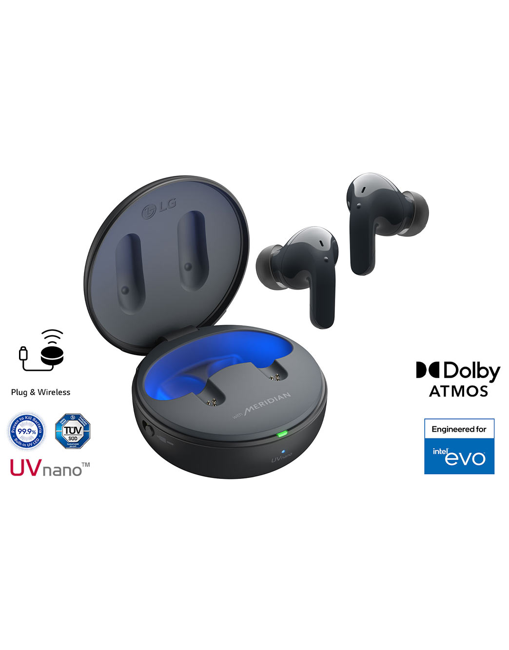 LG TONE Free T90 - Dolby Atmos Earbuds - Black | LG UAE