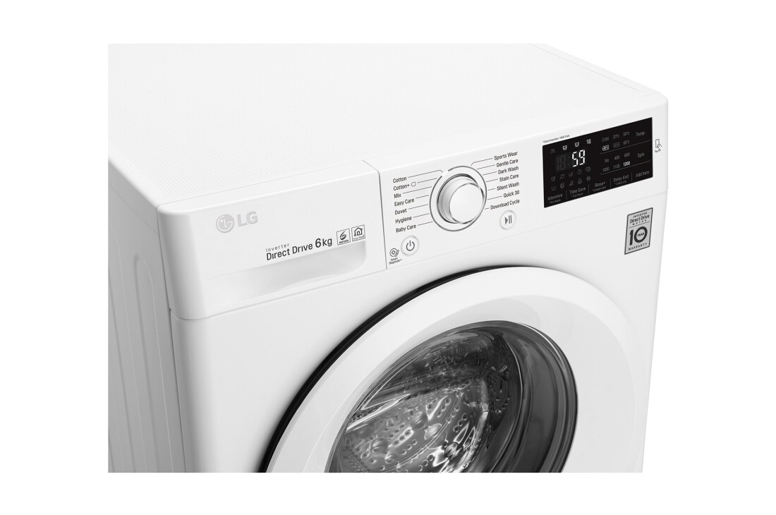 LG Front Load (Wash Only) Washine Machine 6kg, White, Inverter Direct ...