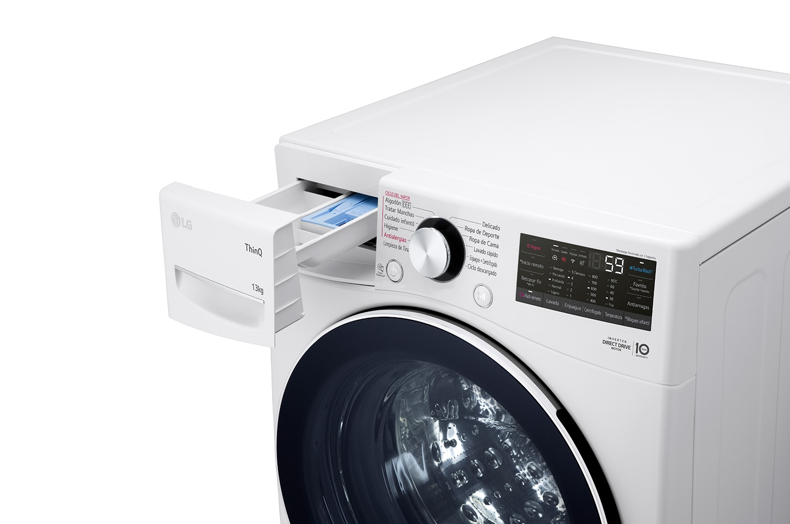 Lavarropas carga frontal 13 KG │ Blanco │ Inverter Direct Drive │ AI DD │ ThinQ │ Steam