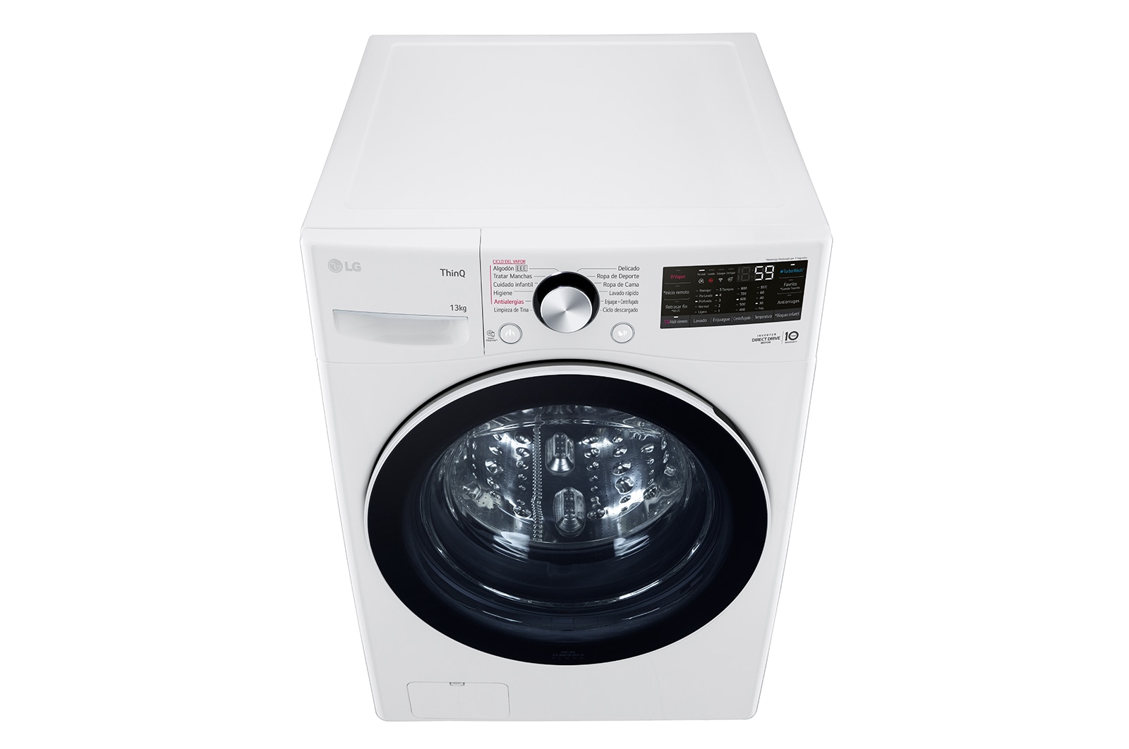 Lavarropas carga frontal 13 KG │ Blanco │ Inverter Direct Drive │ AI DD │ ThinQ │ Steam