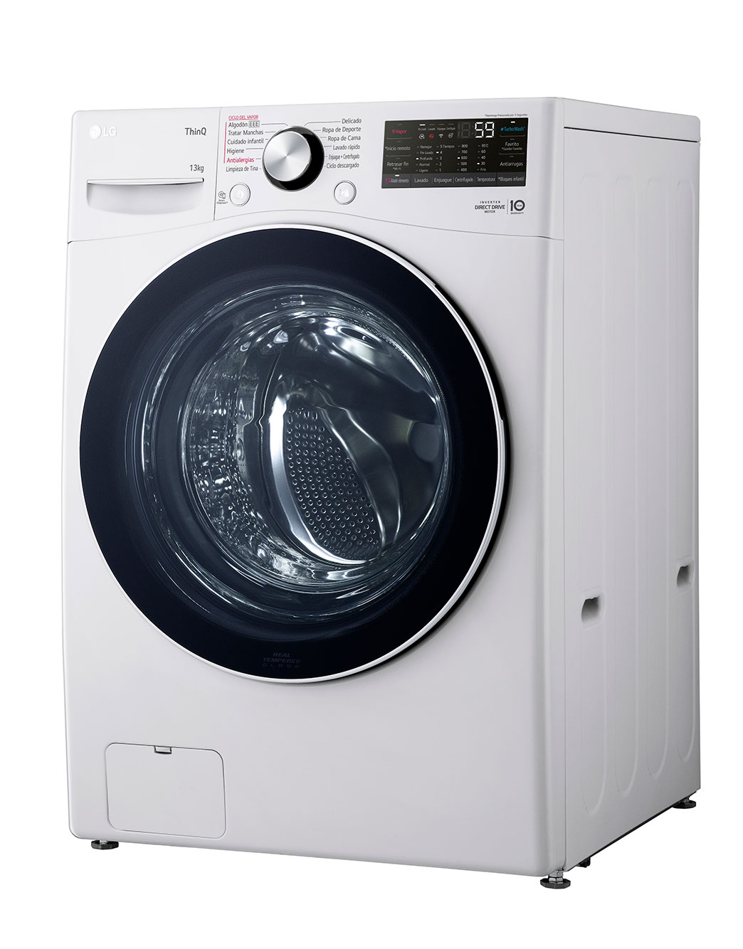 Lavarropas carga frontal 13 KG │ Blanco │ Inverter Direct Drive │ AI DD │ ThinQ │ Steam