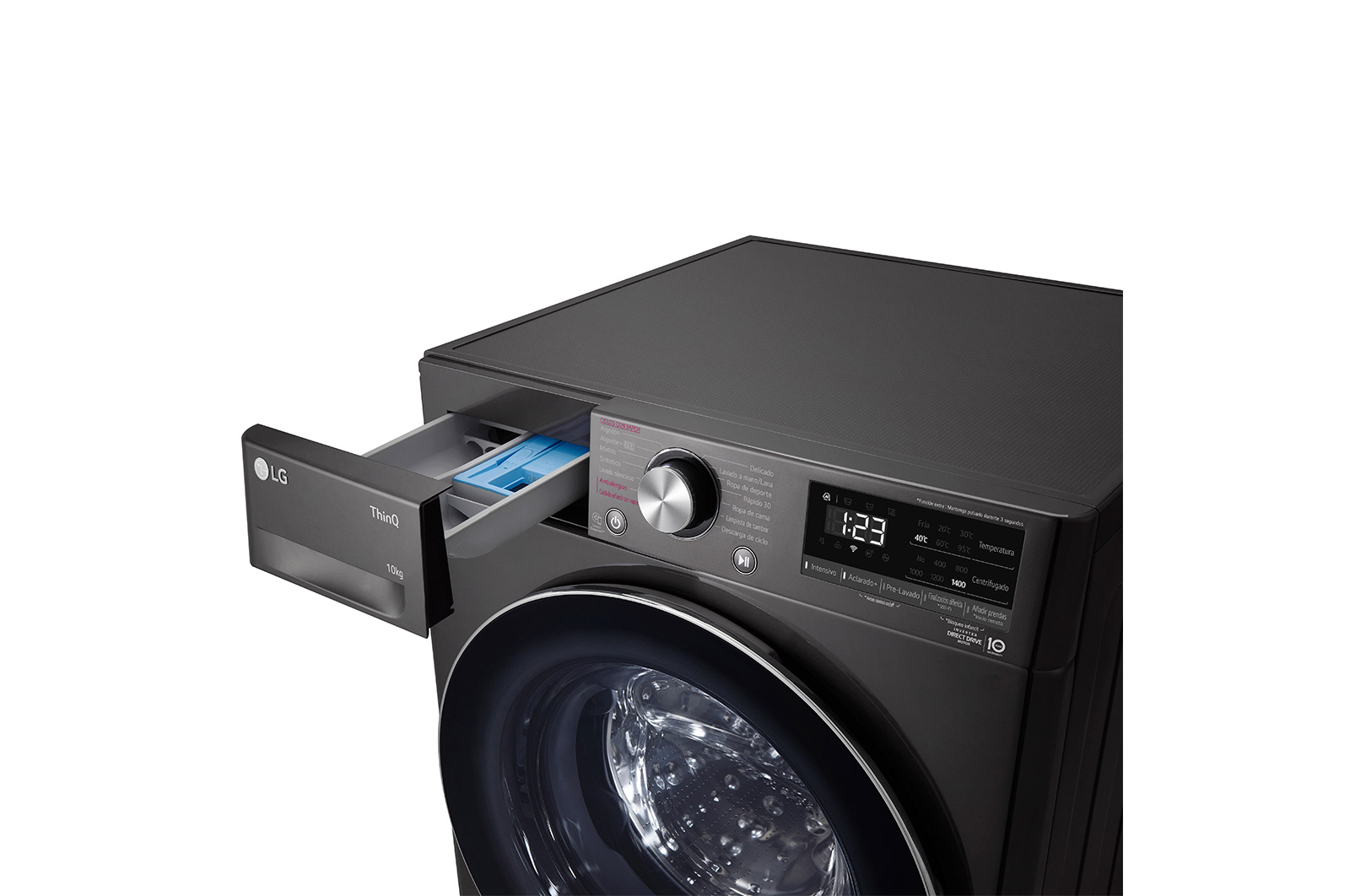 Lavarropas carga frontal 10 KG │ Negro │ Inverter Direct Drive │AI DD │ ThinQ WIFI │Steam