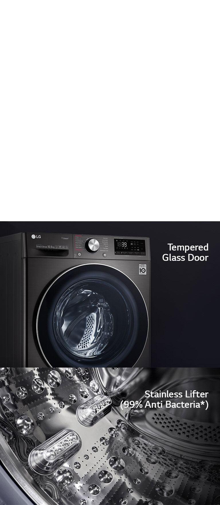 10.5KG TurboWash™ 360 Front Load Washer in Black | LG BD