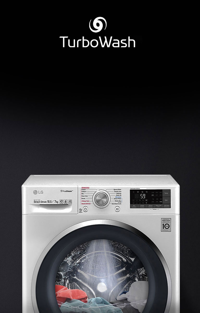 8KG Front Load Washing Machine with LG ThinQ Black LG BD