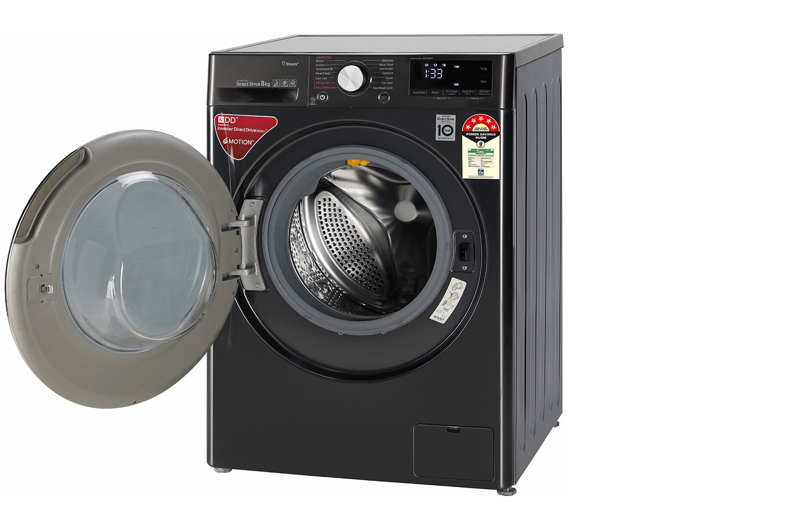 8KG Front Load Washing Machine with LG ThinQ™, Black | LG BD