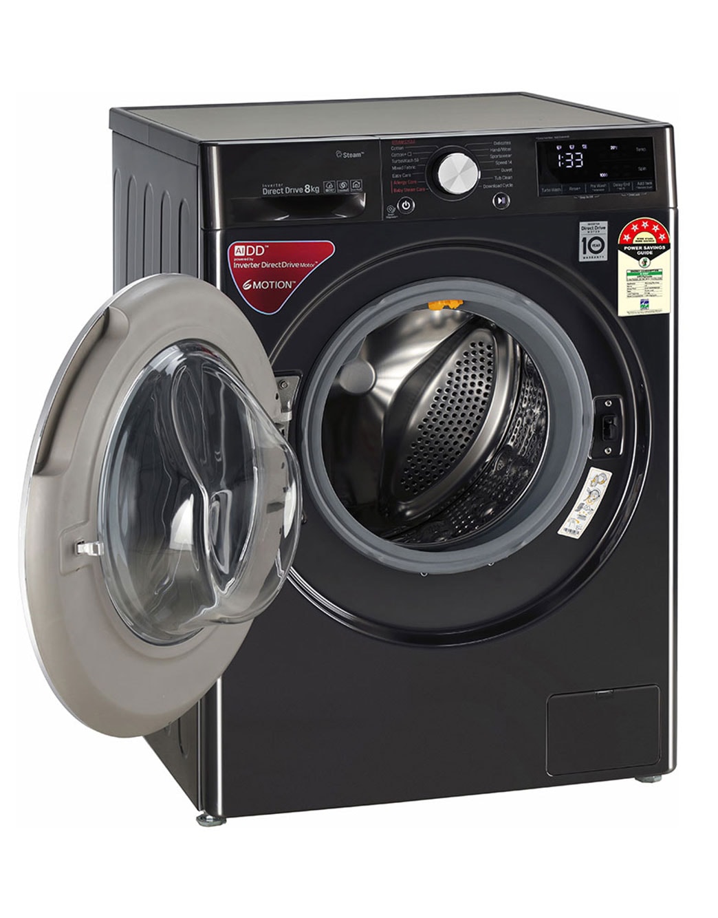 8KG Front Load Washing Machine with LG ThinQ™, Black | LG BD