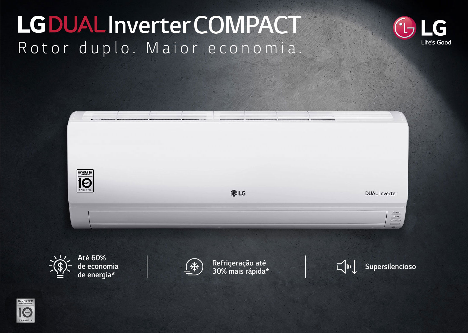 Ar condicionado Split LG Dual Inverter 12000 BTUs Compact frio | LG Brasil