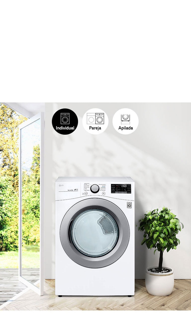 Secadora Eléctrica Carga Frontal 22kg LG DF22WV2RE Blanco