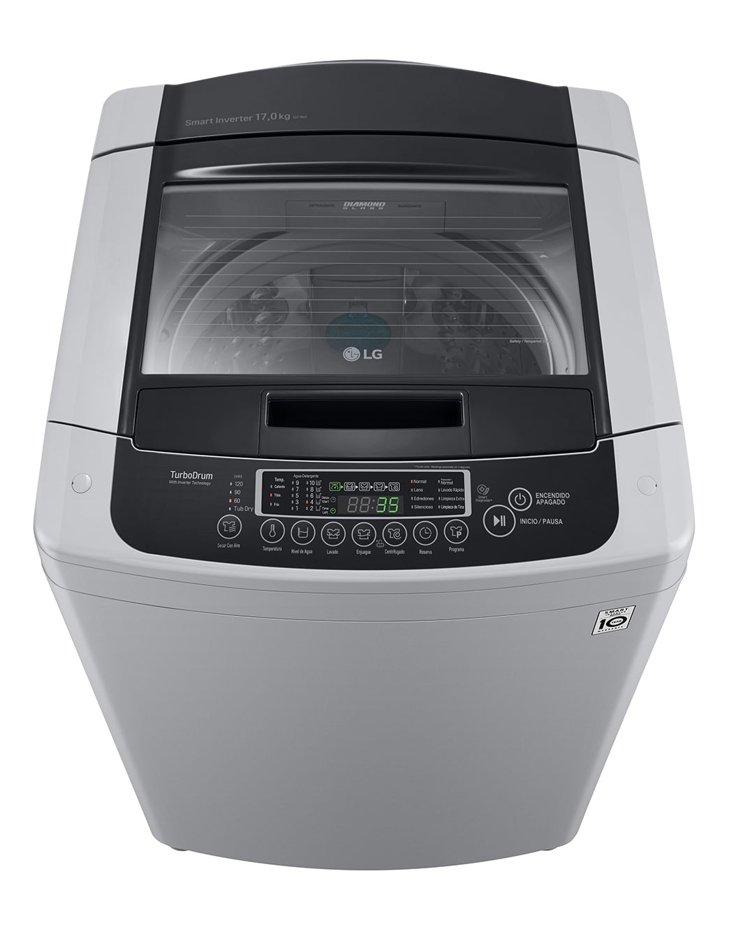 Lavadora Carga Superior 17Kg LG WT17DPBK Smart Inverter Gris