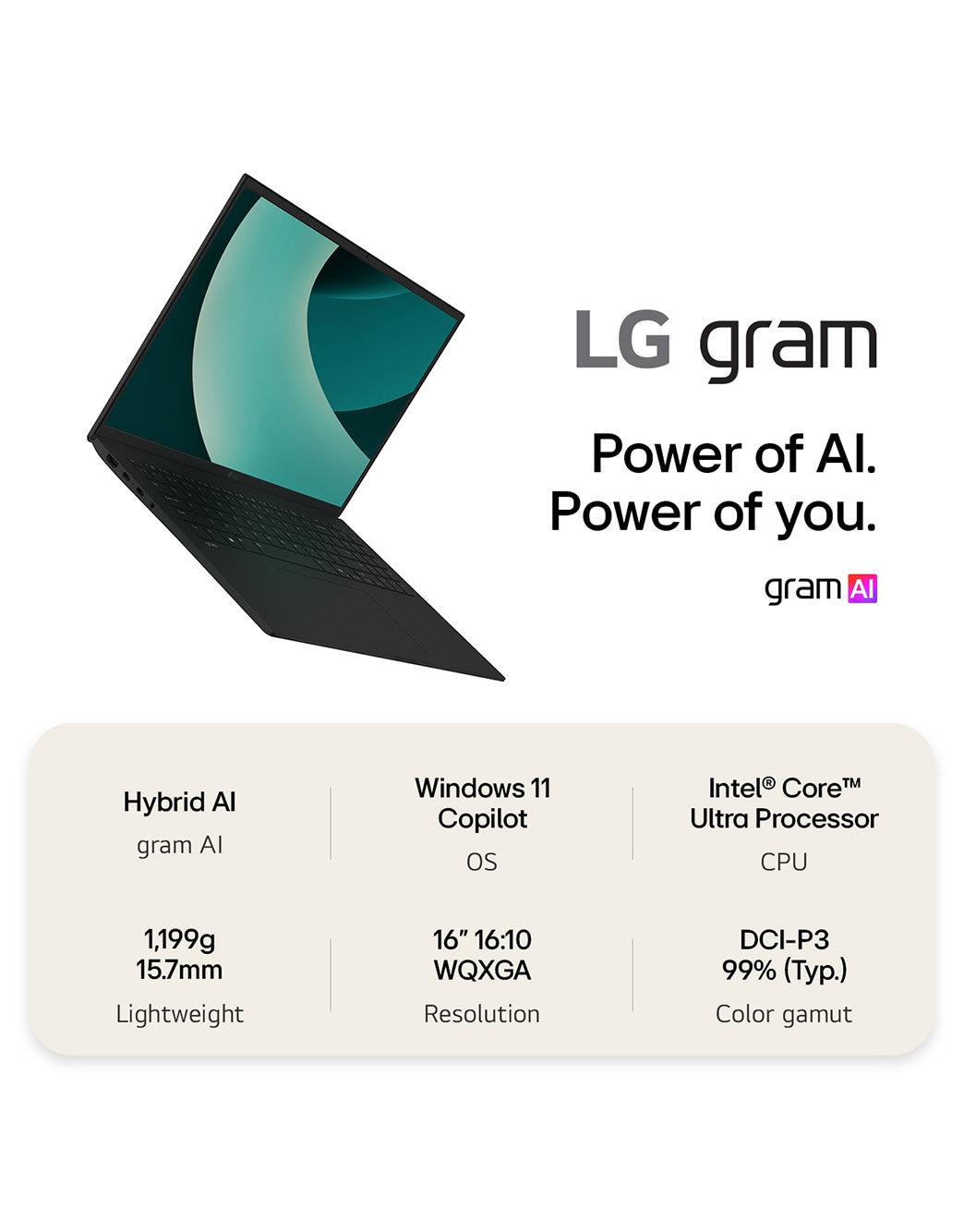 LG gram 16'' | Intel® Arrow Lake H 轻薄本 | Windows 11, WQXGA 16:10 Anti ...