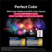 LG 77 英寸 LG OLED AI B5 4K 智能电视 , 电视屏幕上正播放着令人眼花缭乱、绚丽多彩的烟花。这展示了 100% 色准，这一功能即使在阳光下也能呈现精准的色彩。徽标认证也是可见的，完美色彩技术可在高达 500 lux 的条件下创造超过 99% 的色彩一致性水平。它的旁边有 Intertek 认证，该认证表明通过了独立测试。, OLED77B5PCA, thumbnail 8