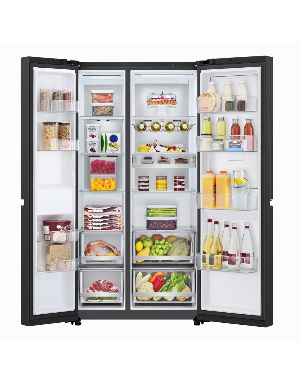 655L Side-by-side Fridge - Black Glass - GS-D600BML | LG Australia