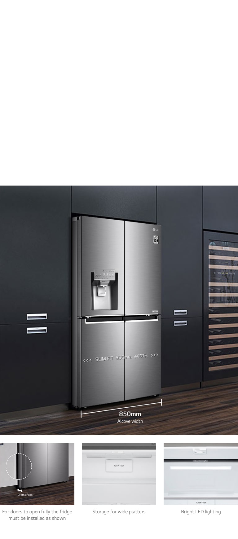 506L Slim French Door Fridge Stainless - GF-L570PNL | LG AU