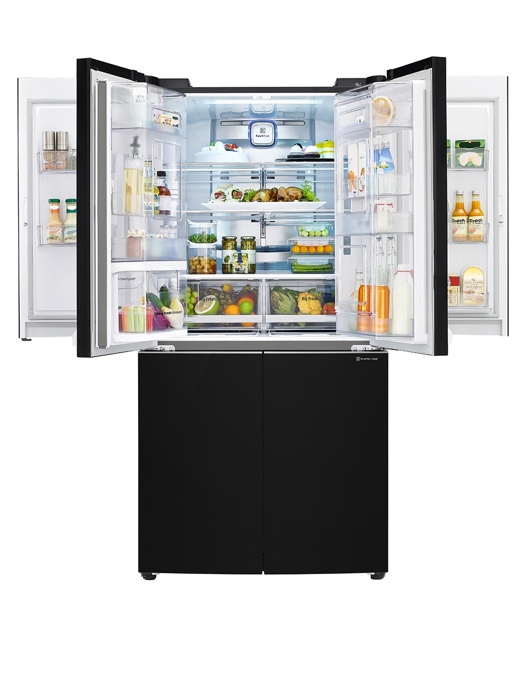 725L French Door Fridge, with Dual Door-In-Door®, in Black Mirror Glass ...