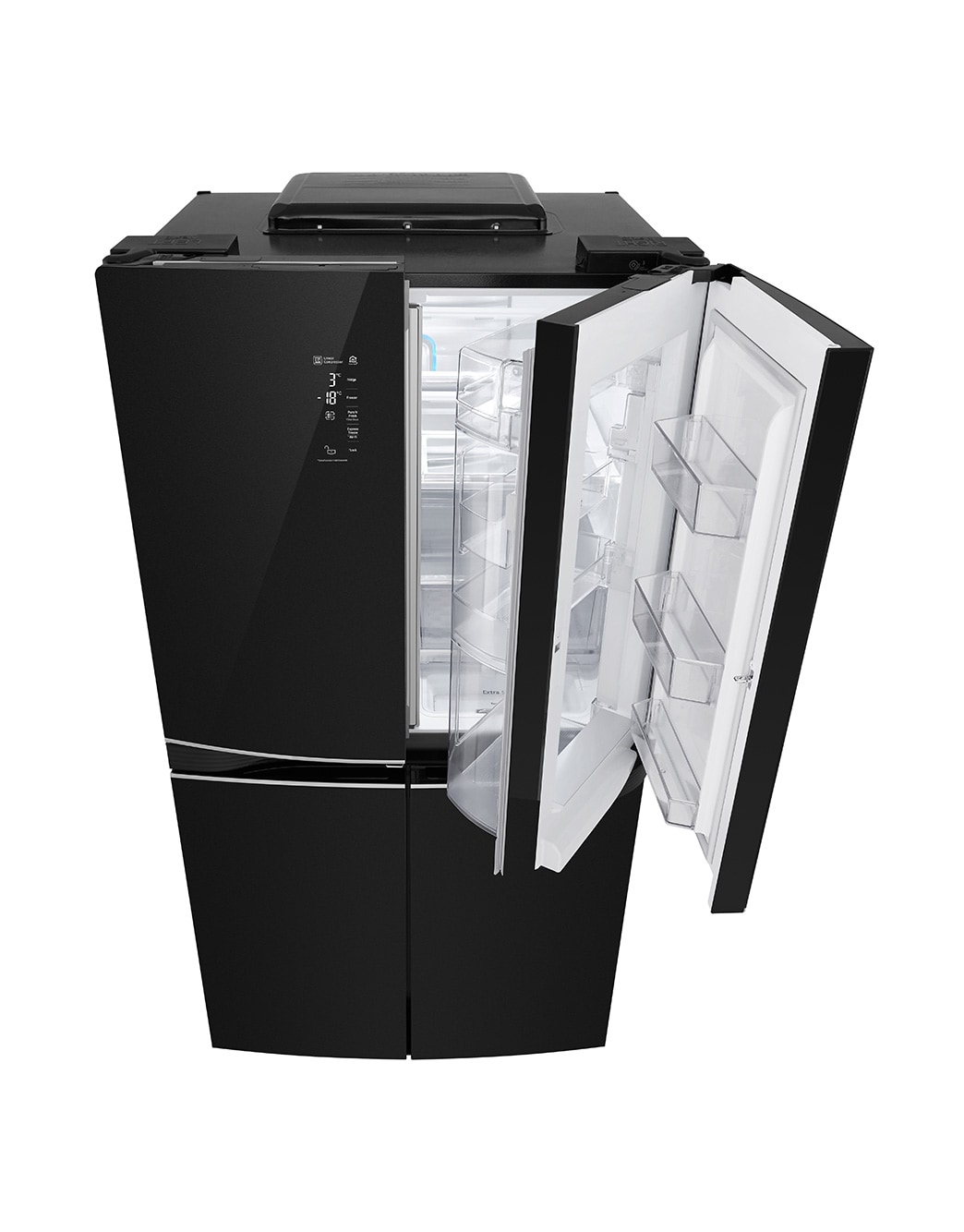 725L French Door Fridge, with Dual Door-In-Door®, in Black Mirror Glass ...