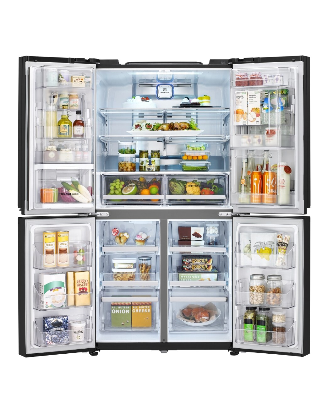 725L French Door Fridge, with Dual Door-In-Door®, in Black Mirror Glass ...