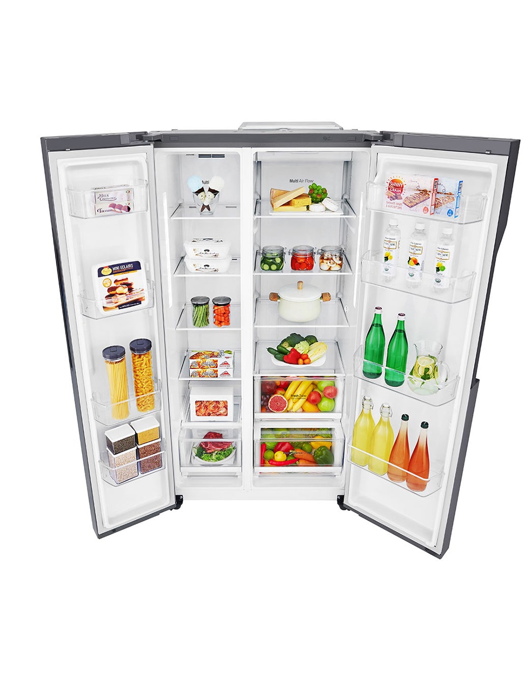 626L Flat Door Side by Side Fridge, in Dark Graphite Finish - GS ...
