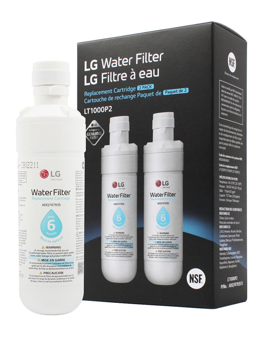LG LT1000P2 Water Filter Replacement Cartridge (2 pack) - ADQ74793513 ...