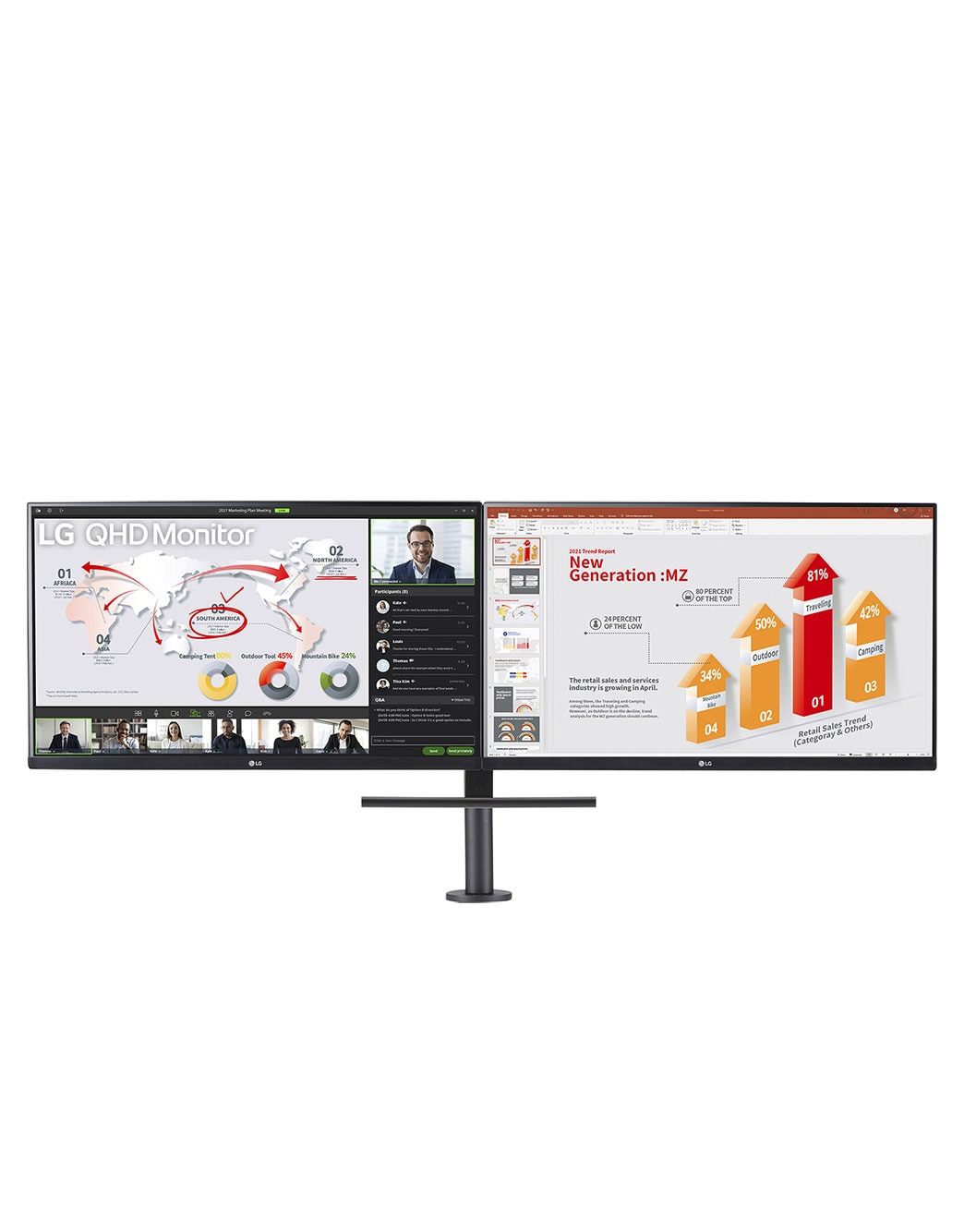 27 Inch QHD Monitor Ergo Dual with Daisy Chain - 27QP88D-BS | LG AU | LG AU