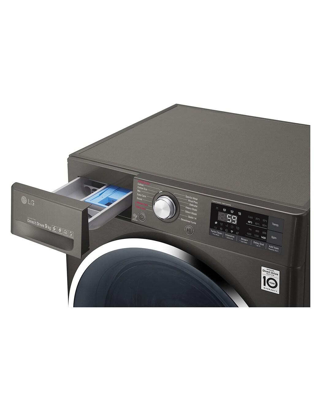 9kg Front Load Washing Machine with Vapour - WTW1409VCB | LG Australia
