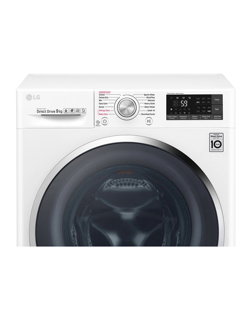 9kg Front Load Washing Machine with Vapour - WTW1409VCW | LG Australia