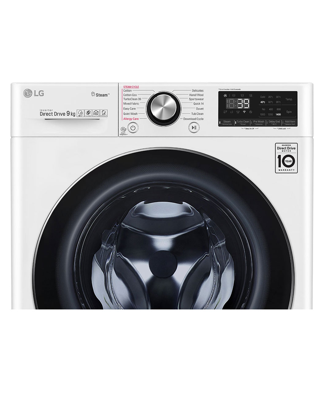 9kg Front Load Washing Machine with Steam+ - WV9-1409W | LG Australia