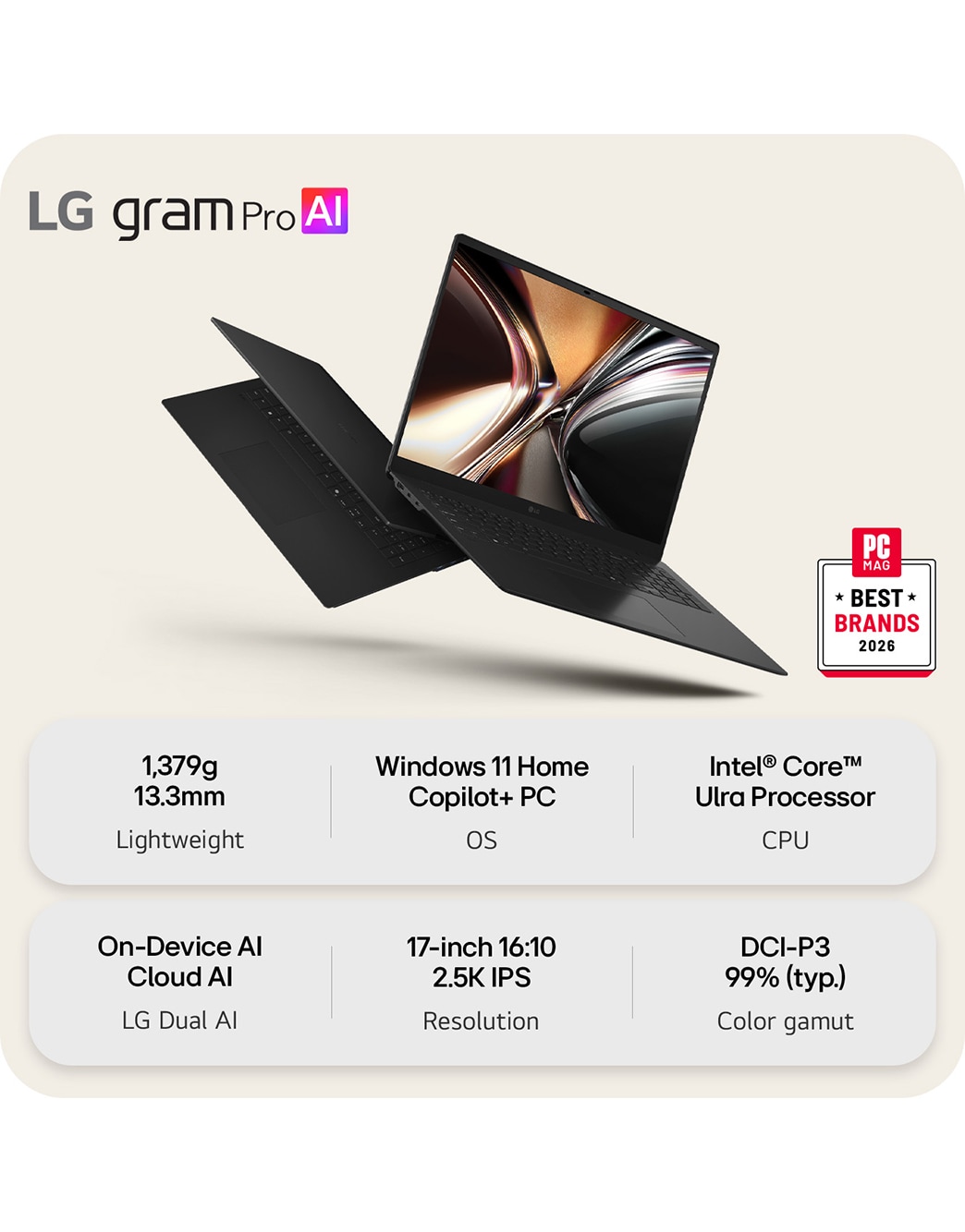 17-Inch LG gram Pro | Copilot+ PC | Windows 11 Home | Lightweight Dual ...