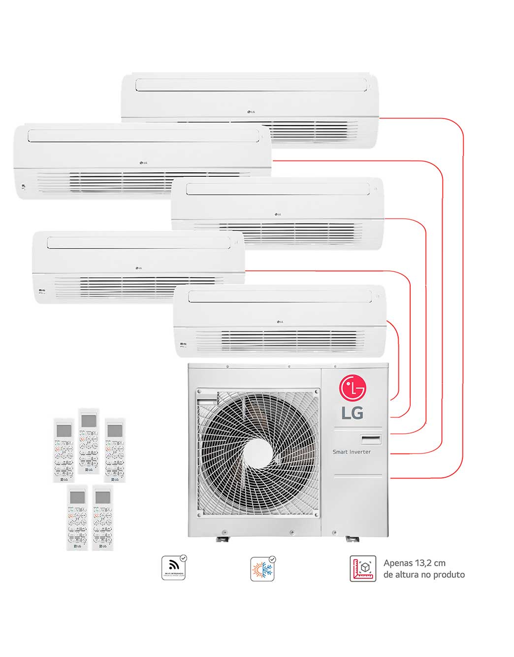 Ar condicionado Multi Split Inverter 5 ambientes ( 1via 3X 9.000BTUS ...