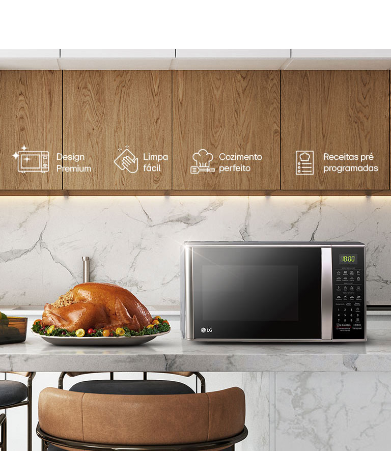 Micro-ondas LG 30 litros Prata Limpa Fácil | LG BR