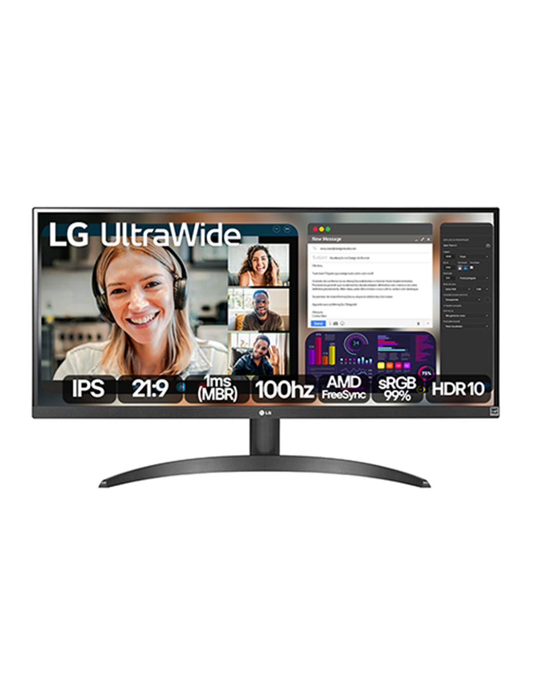 Monitor LG 29" UltraWide™ Full HD IPS - 100z, HDR10 e AMD FreeSyn | LG BR