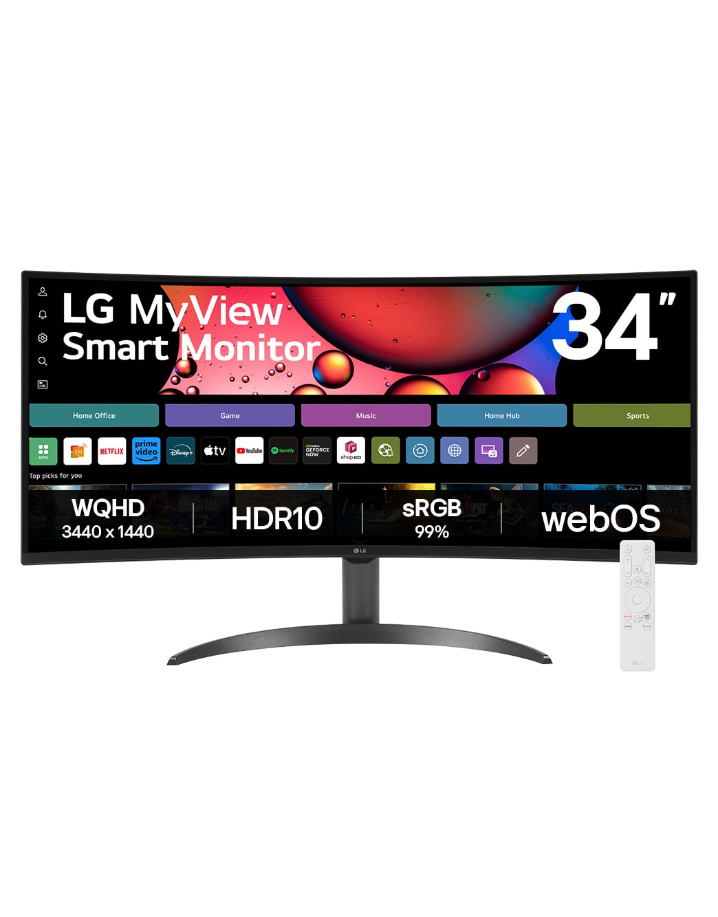 Monitor LG MyView Smart 34SR60QC-B Tela curva 34" QuadHD 2K 21:9, WebOS ...