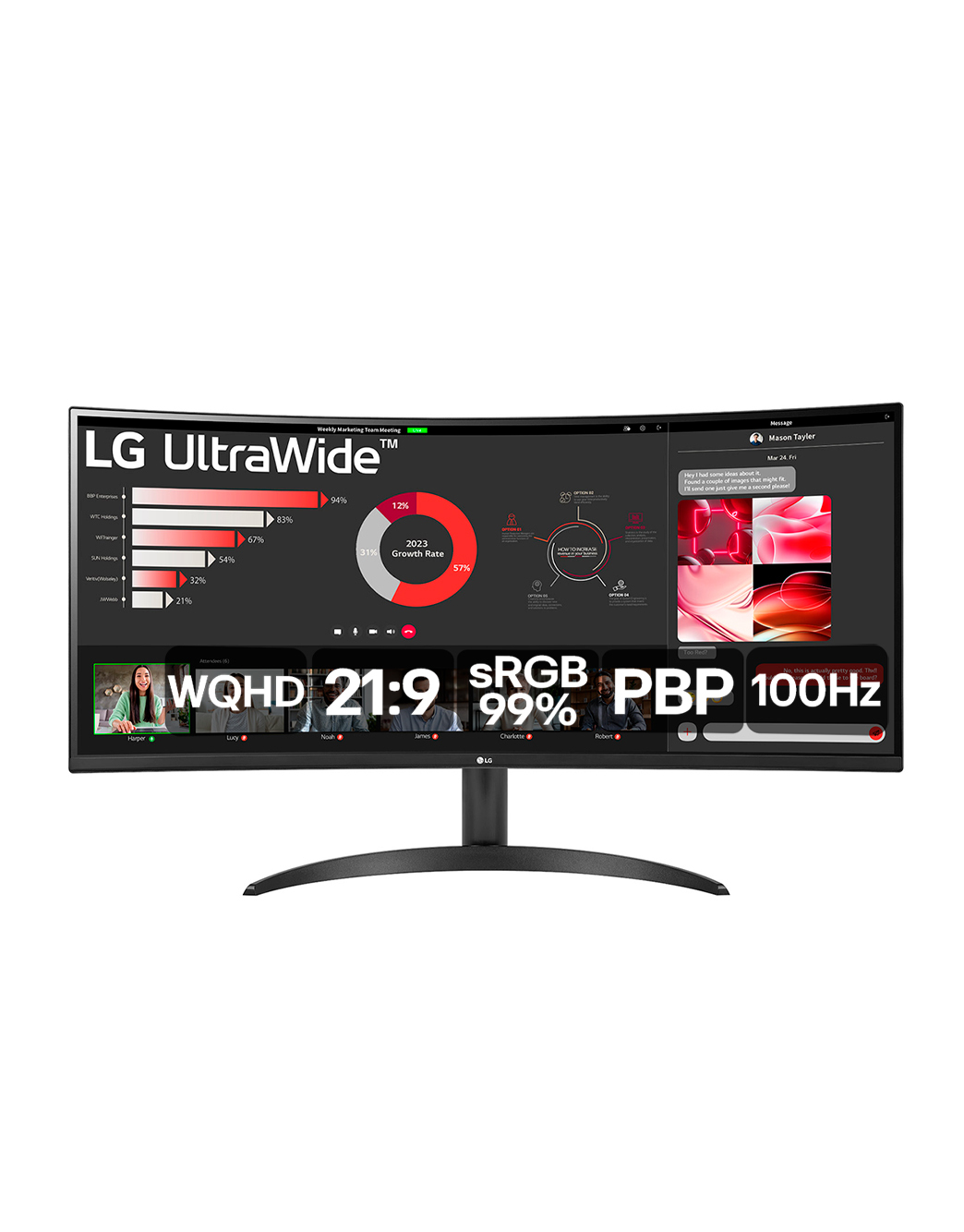 Monitor LG UltraWide Curvo 34" WQHD - 34WR50QC-B | LG BR