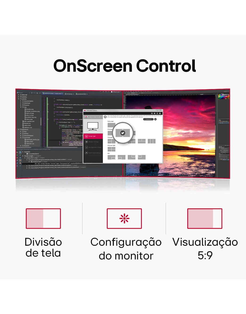 Monitor LG 38" UltraWide Curvo QHD+ - IPS, 144Hz e Thunderbolt 4 | LG BR