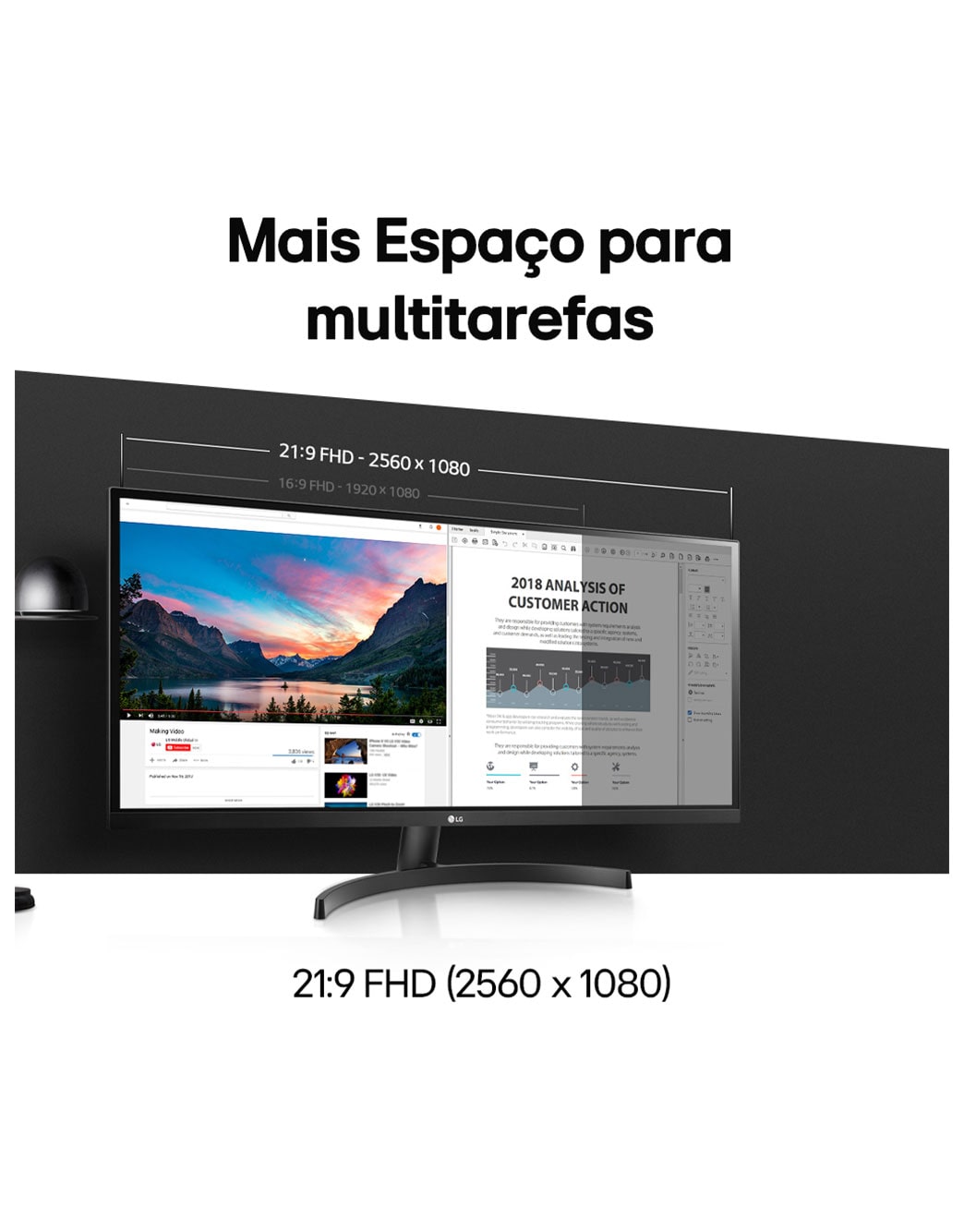 Monitor LG UltraWide IPS WFHD 75Hz - 29WL500-B | LG BR