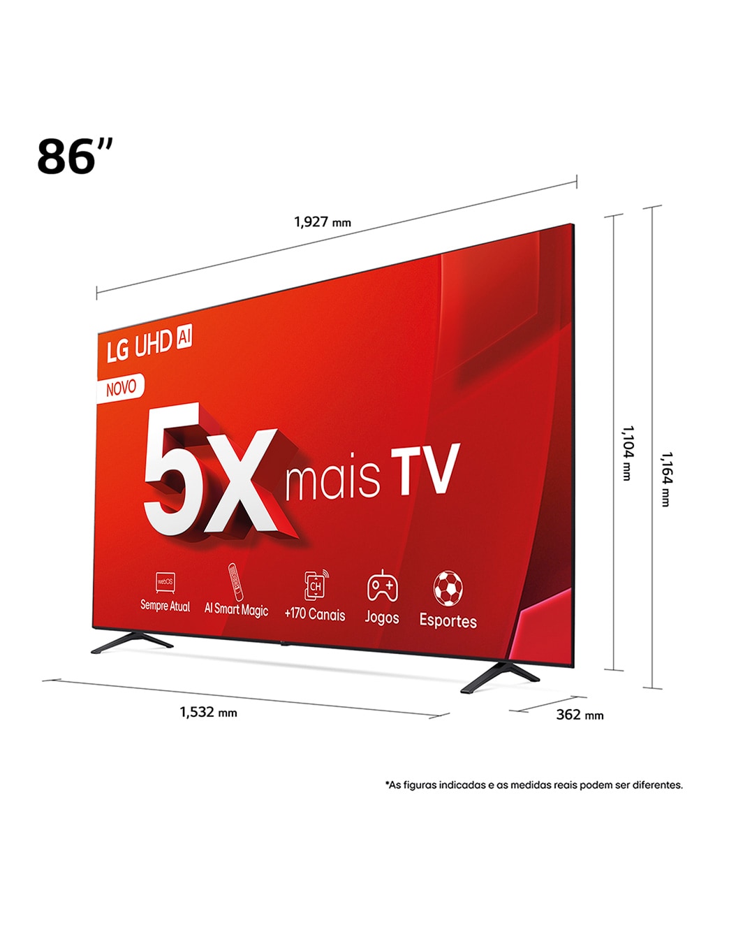 Smart TV 4K LG UHD UT80 86 polegadas 86UT8050 | LG BR