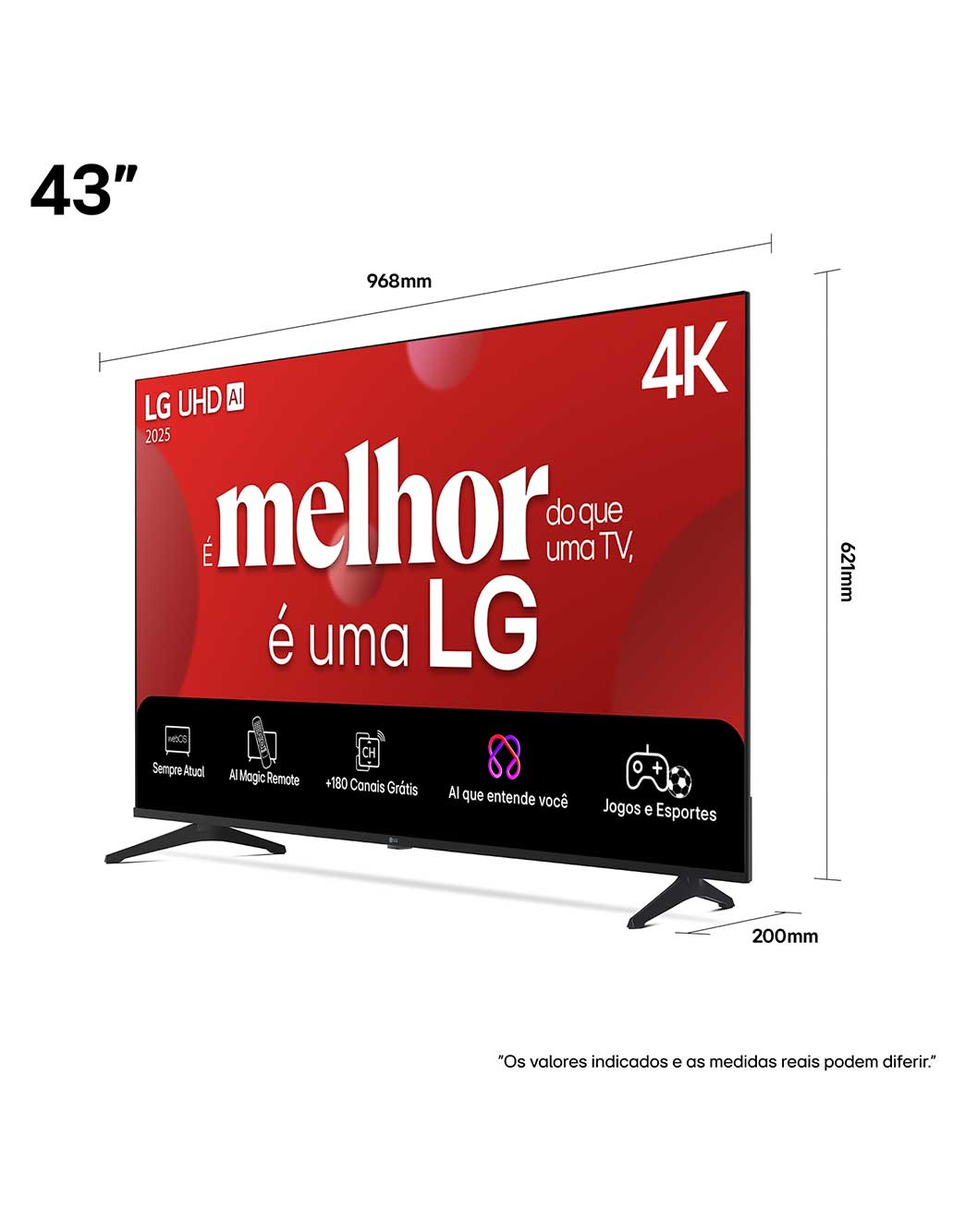Smart TV 4K LG UHD AI UA85 de 43 polegadas - 43UA8550PSA | LG BR