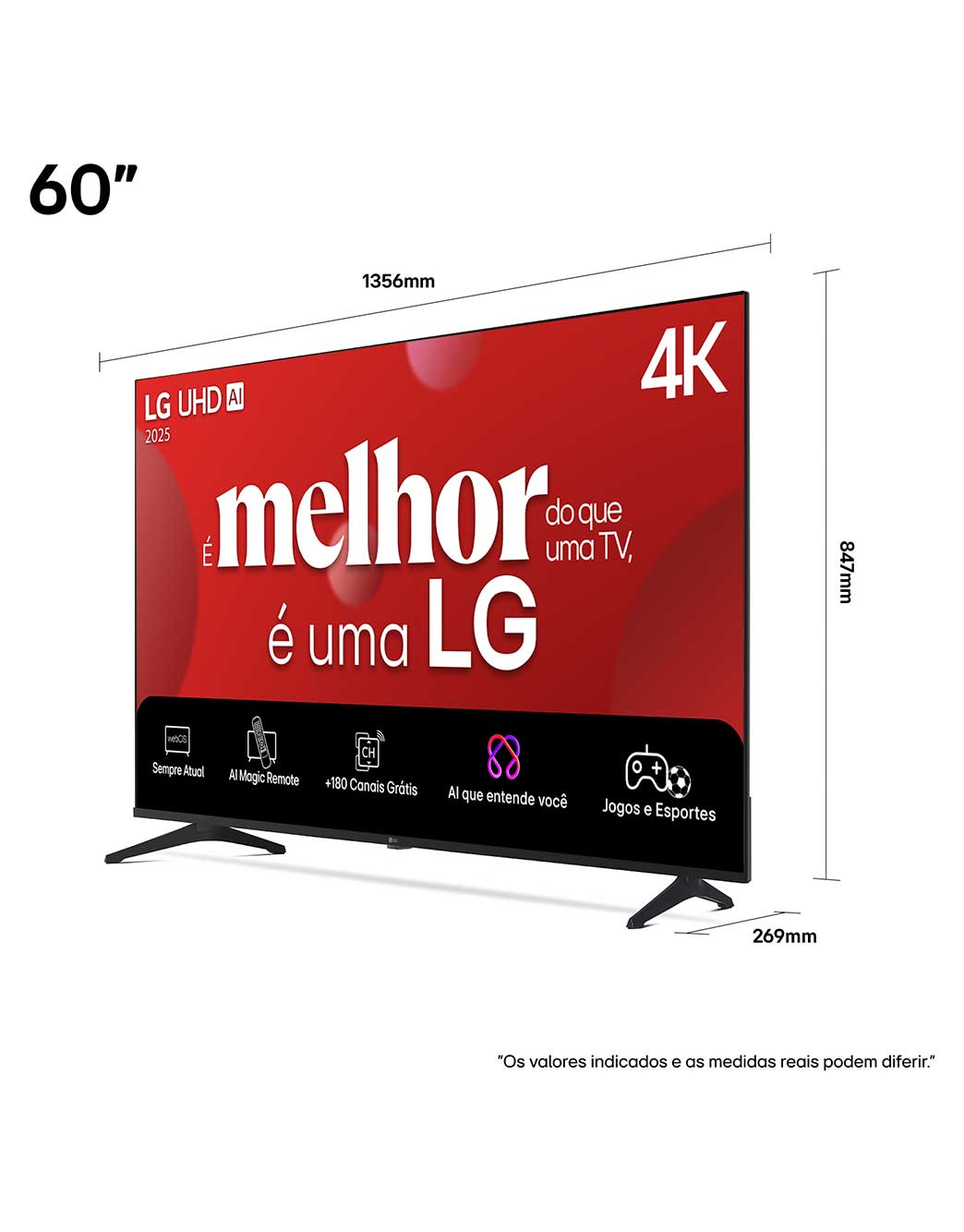Smart TV 4K LG UHD AI UA85 de 60 polegadas - 60UA8550PSA | LG BR