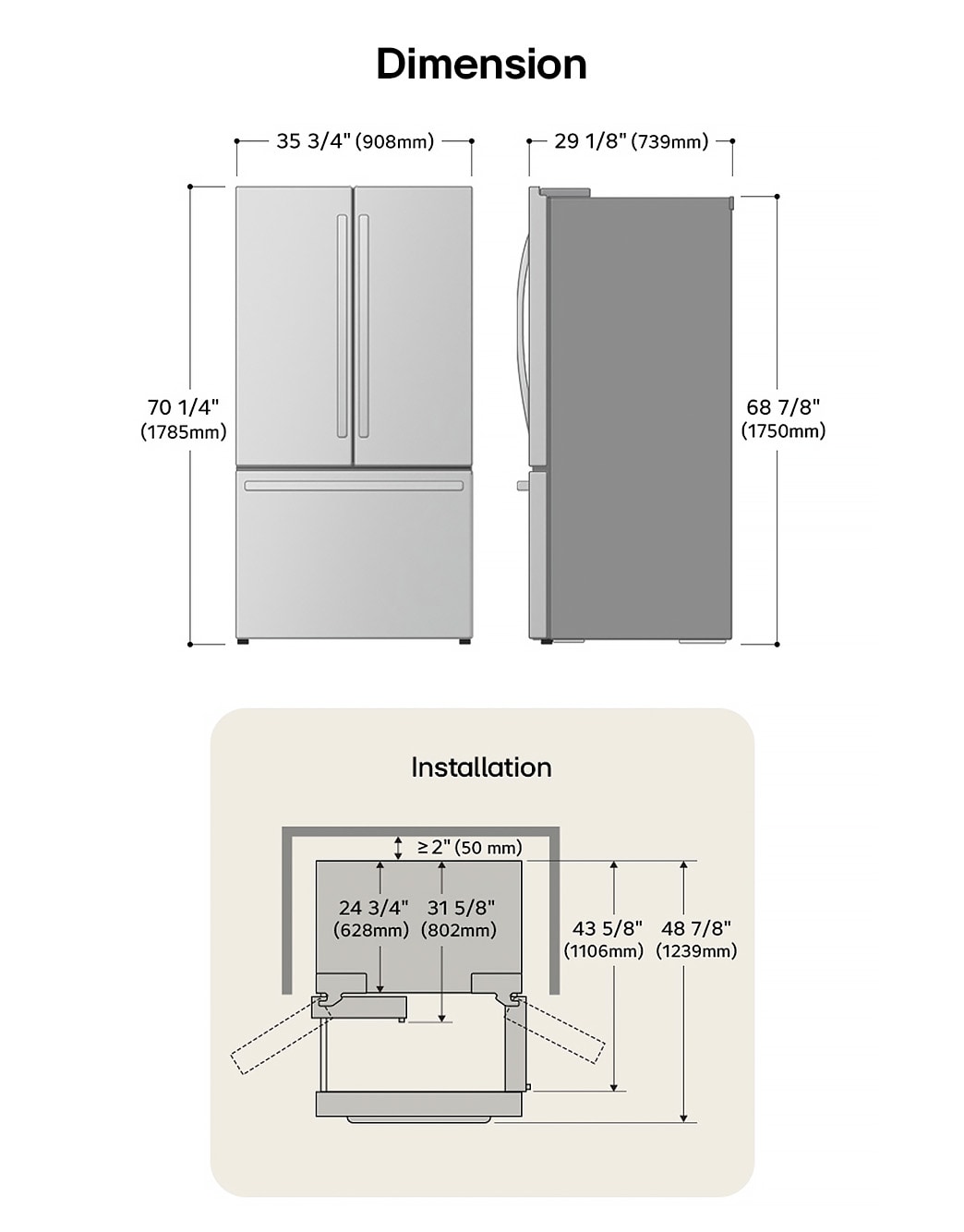 26 cu.ft. Counter-Depth MAX™ Refrigerator | LG Canada