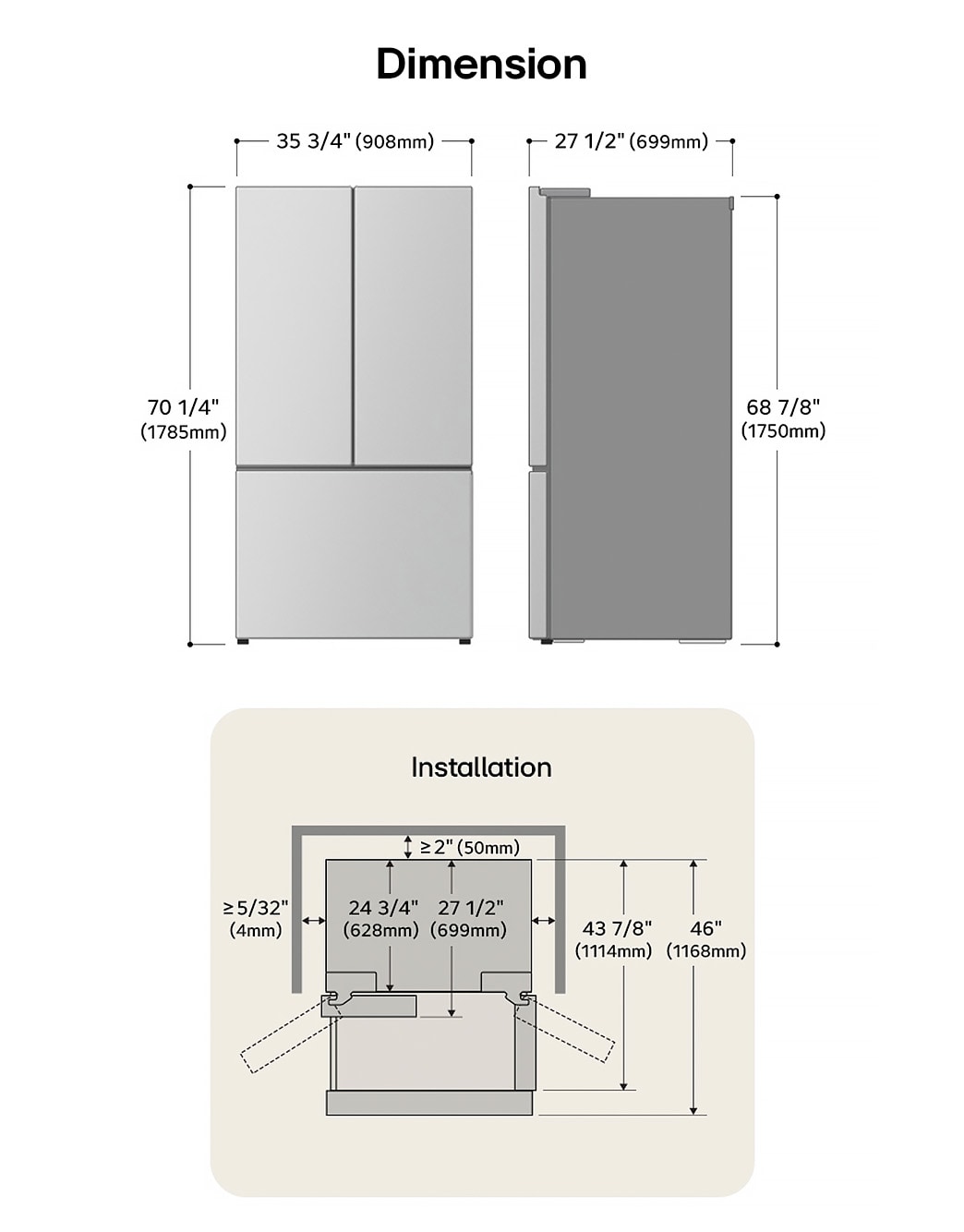 25 cu.ft. Zero Clearance™ Refrigerator | LG Canada
