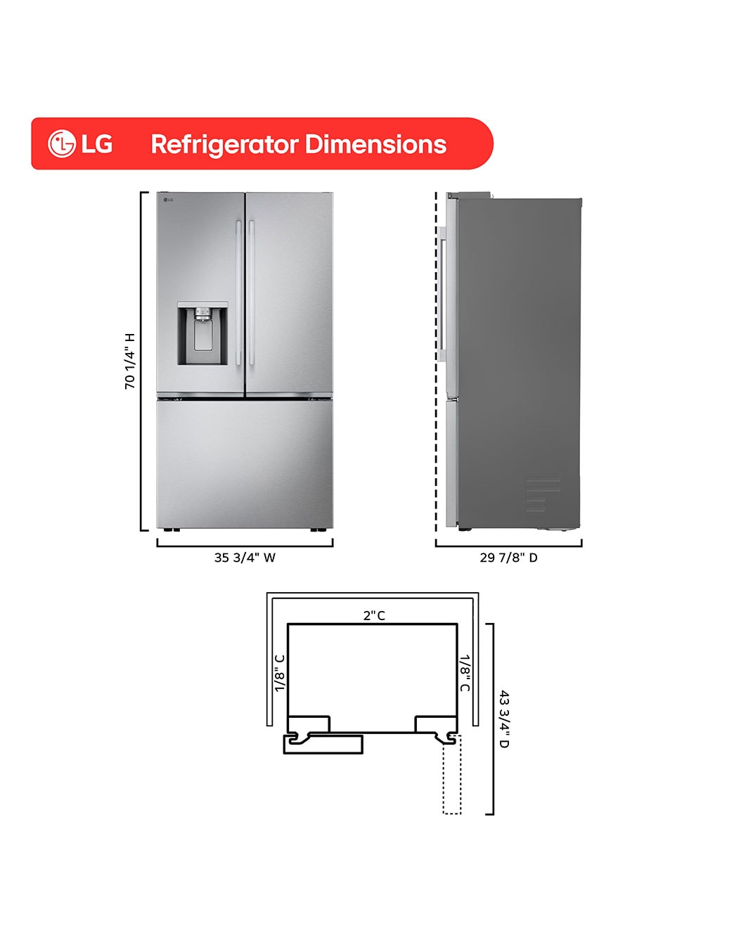 Counter-Depth MAX™ with Zero Clearance™ French Door Refrigerator | LG ...