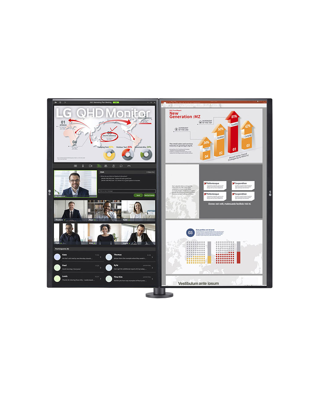 27-inch QHD Monitor Ergo Dual with USB Type C, Daisy Chain - 27QP88D-BS ...