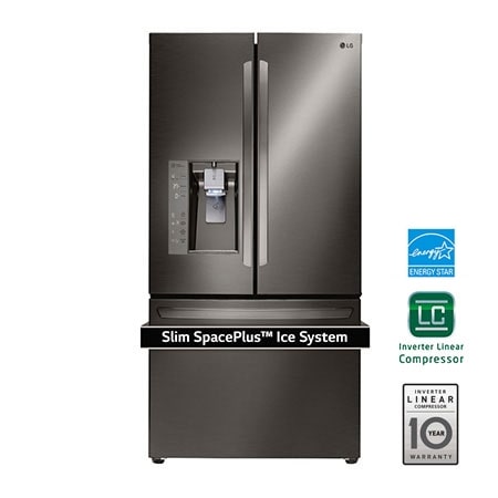 36" Black Stainless Steel Counter Depth French Door Refrigerator, 24 cu ...