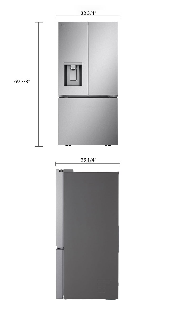 25 cu. ft. French 3-Door Standard-Depth Refrigerator with Dual Ice ...